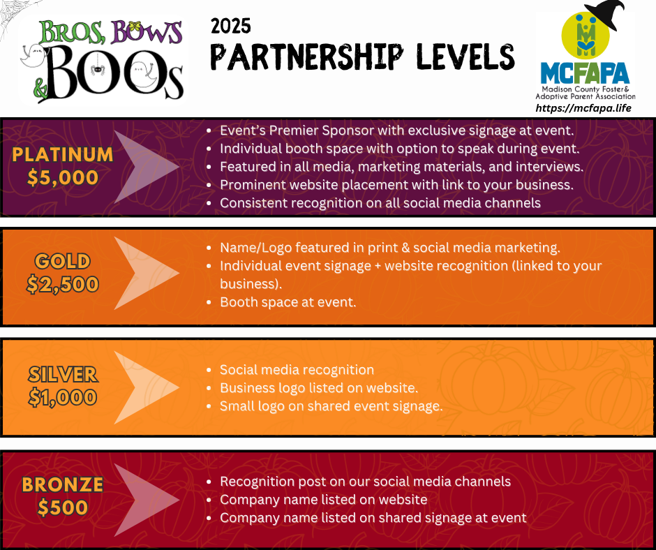 Support Bros, Bows, & Boos 2025 - Madison County Foster & Adoptive ...